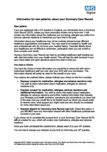 New patient SCR consent form – Dunsville Medical Centre